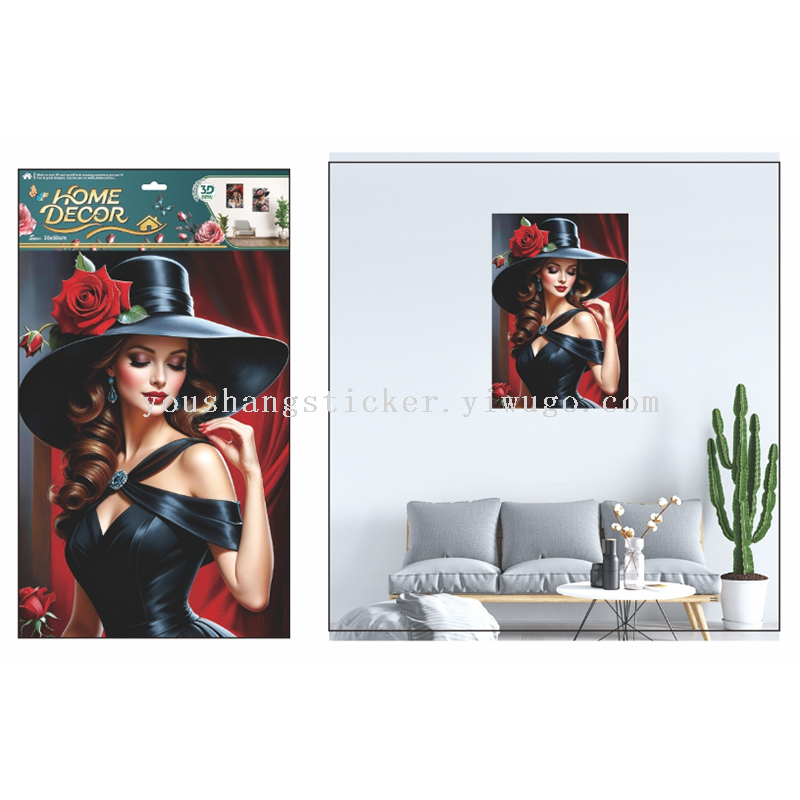 european-style retro modern lady decorative wall stickers 3d home ...